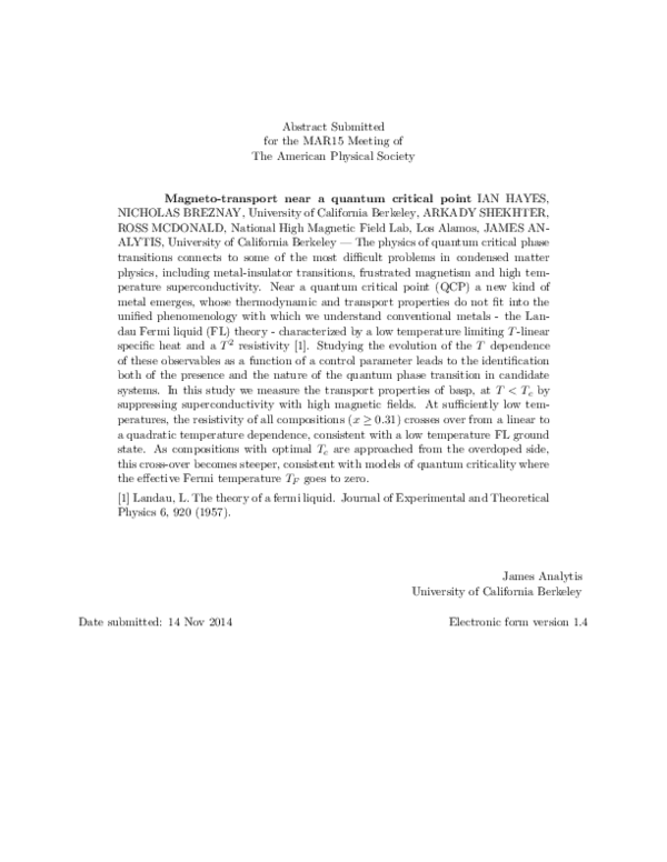 (PDF) Abstract Submitted for the MAR15 Meeting of The American Physical ...