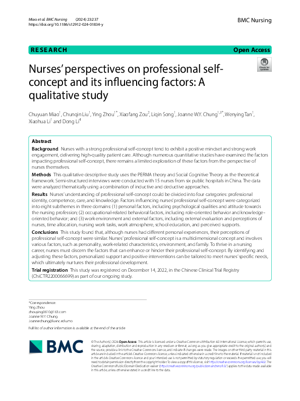 (PDF) Nurses’ perspectives on professional self-concept and its ...
