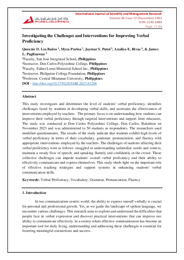 (PDF) Investigating the Challenges and Interventions for Improving ...