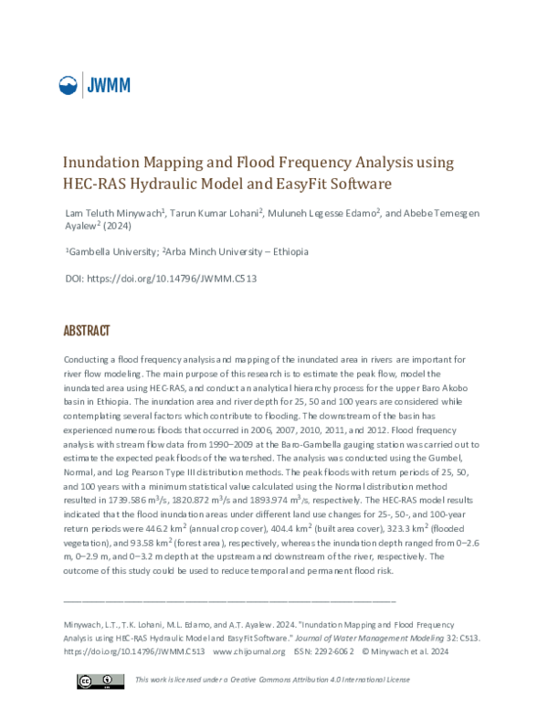 (PDF) Inundation Mapping and Flood Frequency Analysis using HEC-RAS Hydraulic Model and EasyFit ...