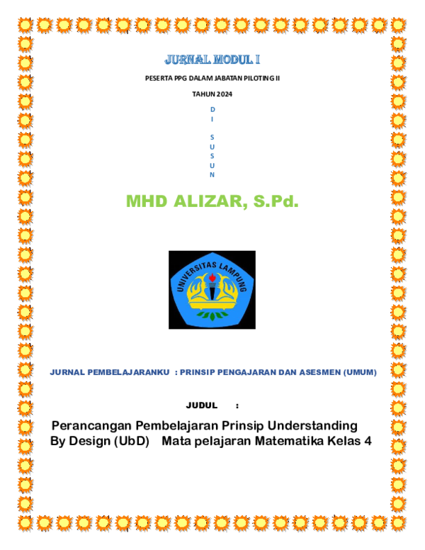 (PDF) JURNAL MODUL I Perancangan Pembelajaran Prinsip Understanding By Design (UbD) Mata ...