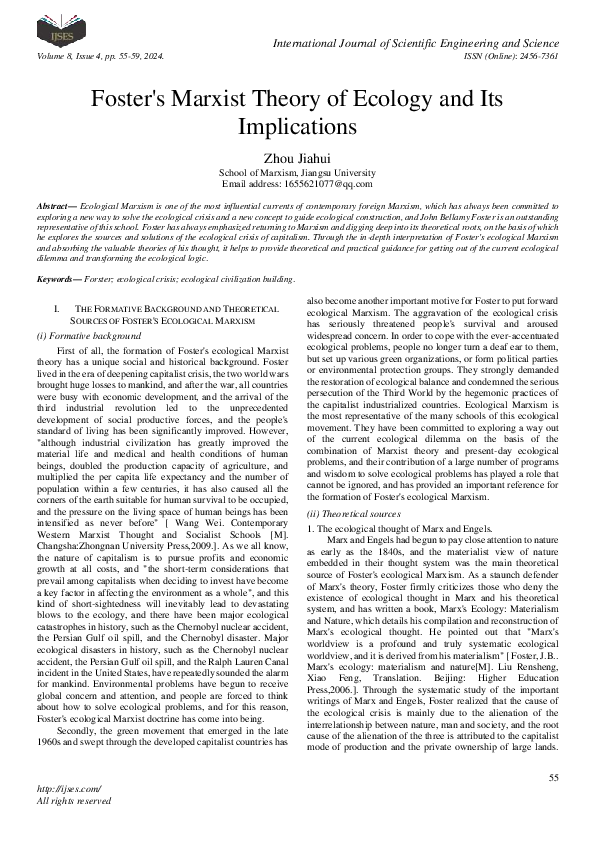 (PDF) Foster's Marxist Theory of Ecology and Its Implications