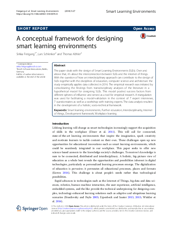 (PDF) A conceptual framework for designing smart learning environments