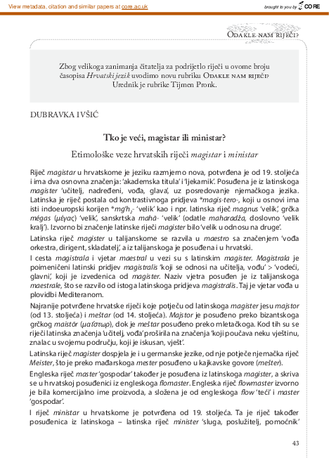 (PDF) Tko je veći, magistar ili ministar?