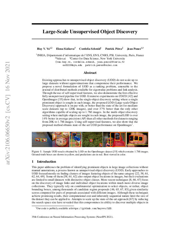 (PDF) Large-Scale Unsupervised Object Discovery