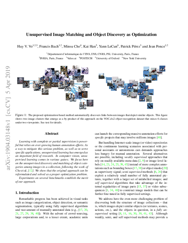 (PDF) Unsupervised Image Matching and Object Discovery as Optimization