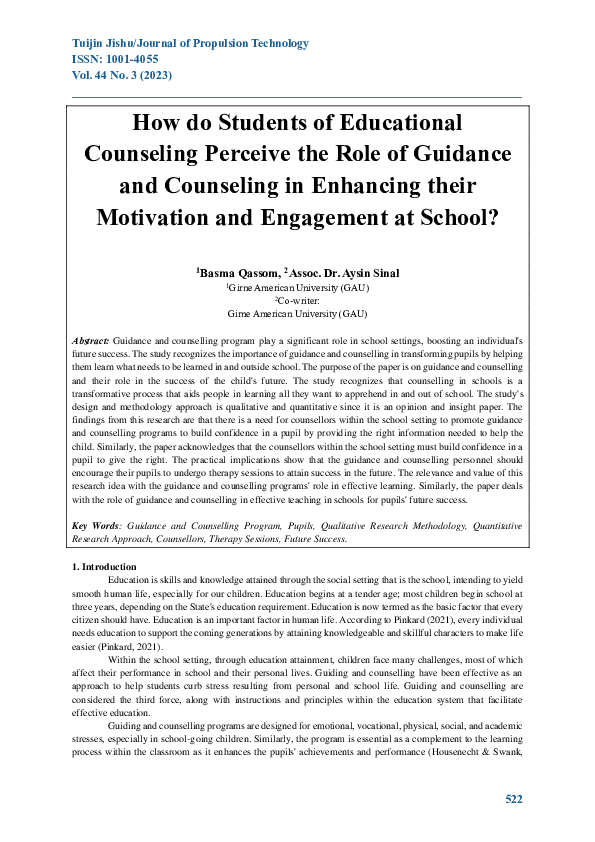 (PDF) How do Students of Educational Counseling Perceive the Role of ...