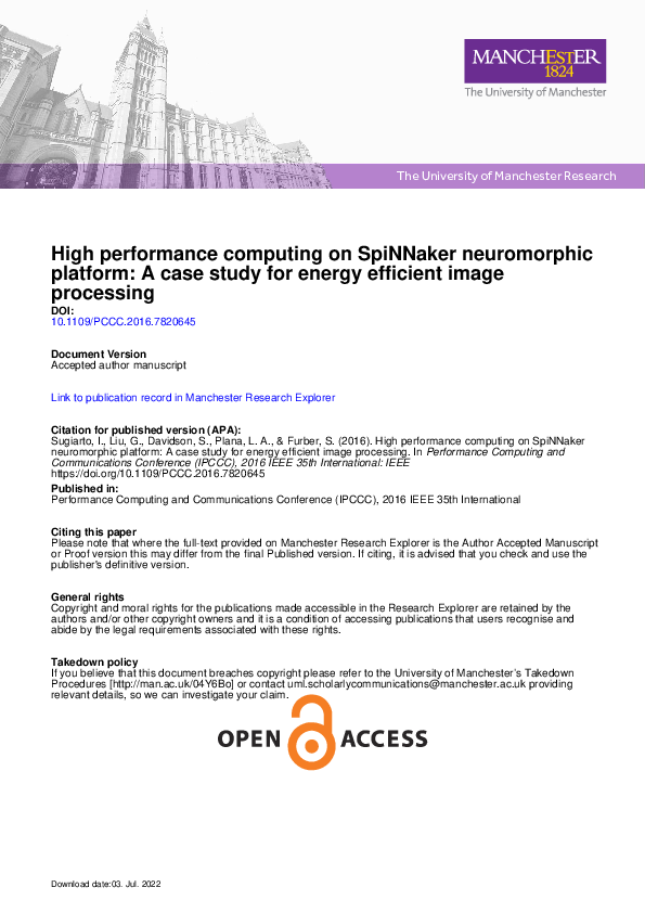 (PDF) High performance computing on SpiNNaker neuromorphic platform: A case study for energy ...