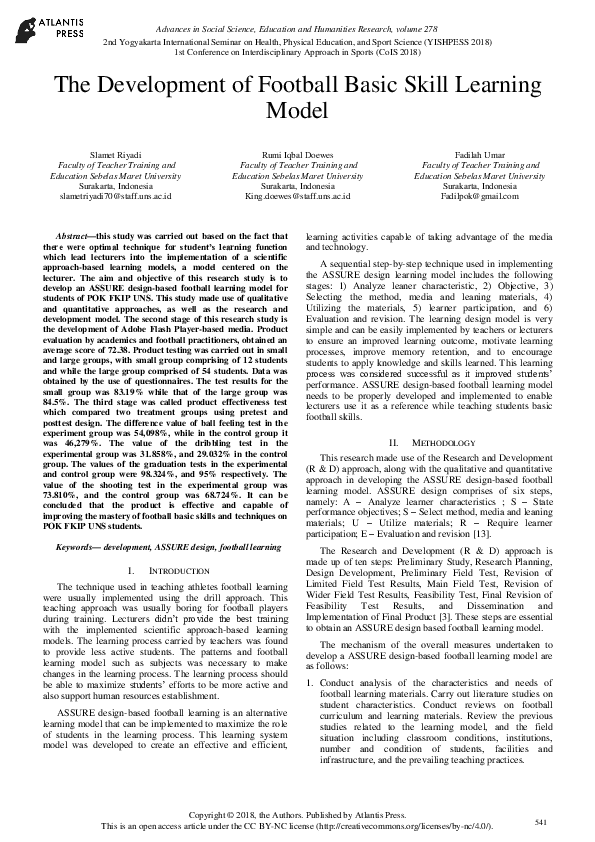 (PDF) The Development of Football Basic Skill Learning Model