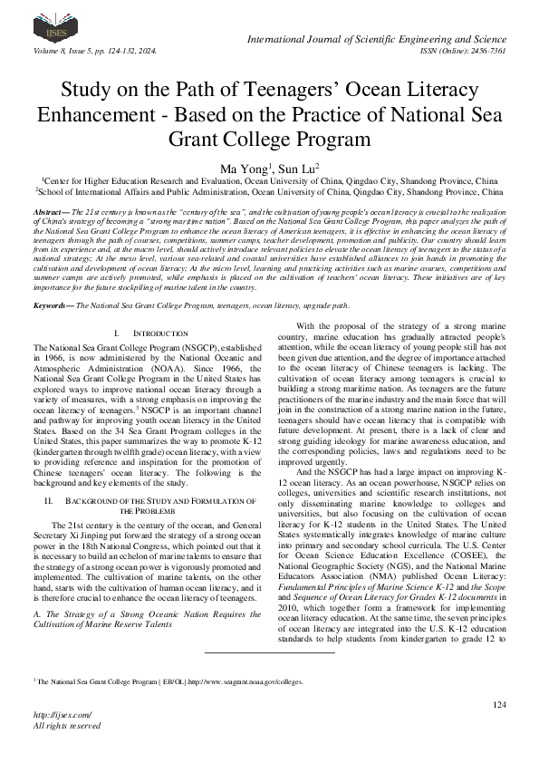 (PDF) Study on the Path of Teenagers’ Ocean Literacy Enhancement ...