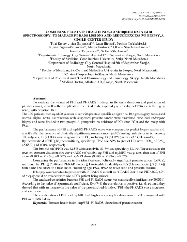 (PDF) COMBINING PROSTATE HEALTH INDEX AND ampMRI DATA (MRI SPECTROSCOPY) TO MANAGE PI-RADS ...