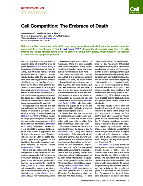 (PDF) Cell Competition: The Embrace of Death