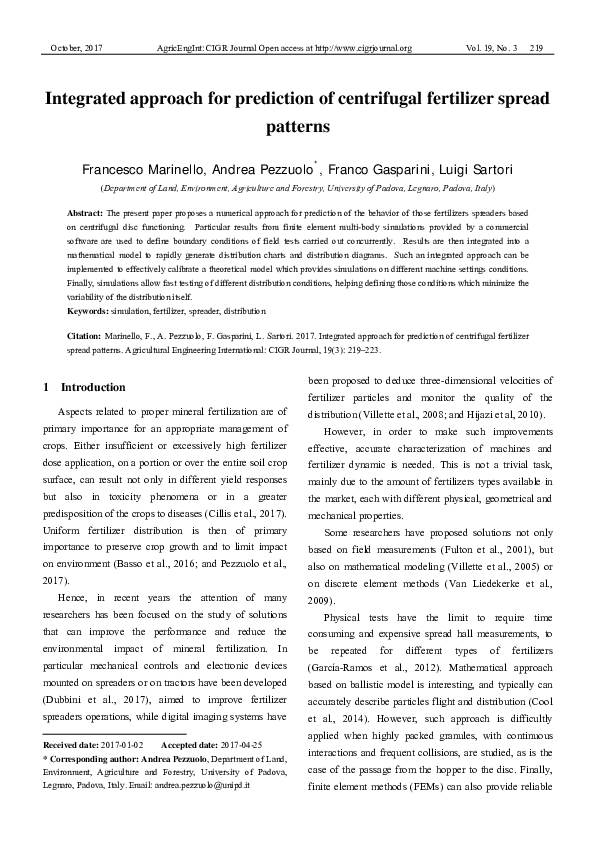 (PDF) Integrated approach for prediction of centrifugal fertilizer ...