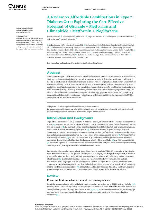 (PDF) A Review on Affordable Combinations in Type 2 Diabetes Care ...