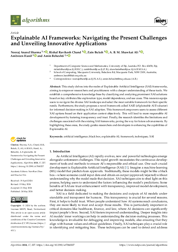 (PDF) Explainable AI Frameworks: Navigating the Present Challenges and ...
