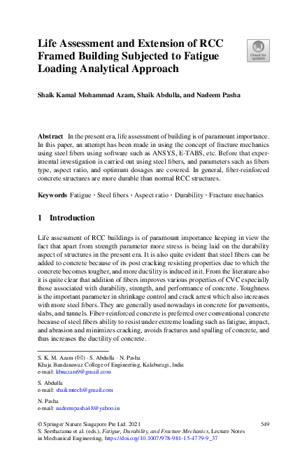 (PDF) Fatigue Life Assessment of RCC with Steel Fibers