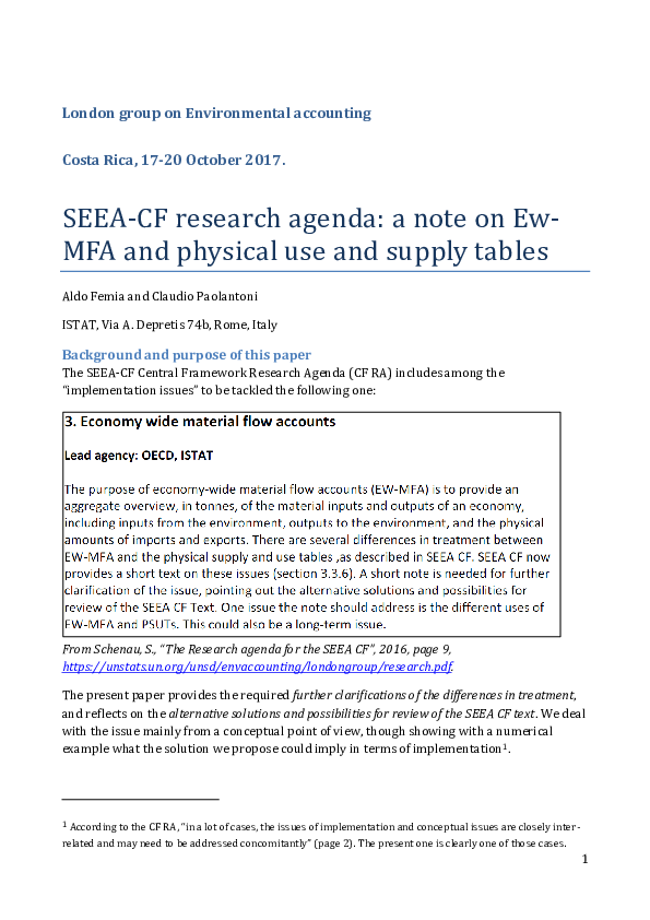 (PDF) SEEA-CF research agenda: a note on Ew- MFA and physical use and ...