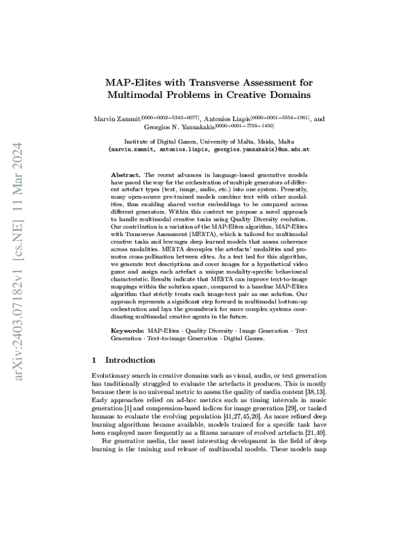 (PDF) MAP-Elites with Transverse Assessment for Multimodal Problems in ...