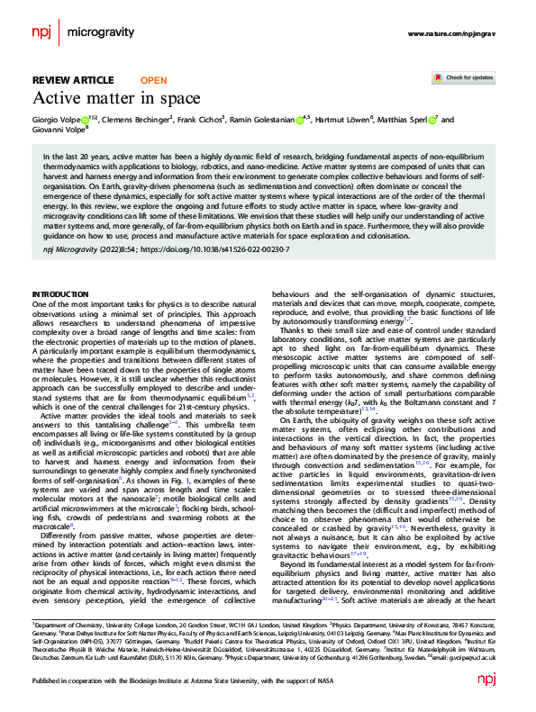 (PDF) Active matter in space