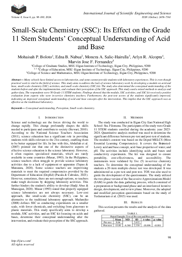 (PDF) Small-Scale Chemistry (SSC): Its Effect on the Grade 11 Stem ...
