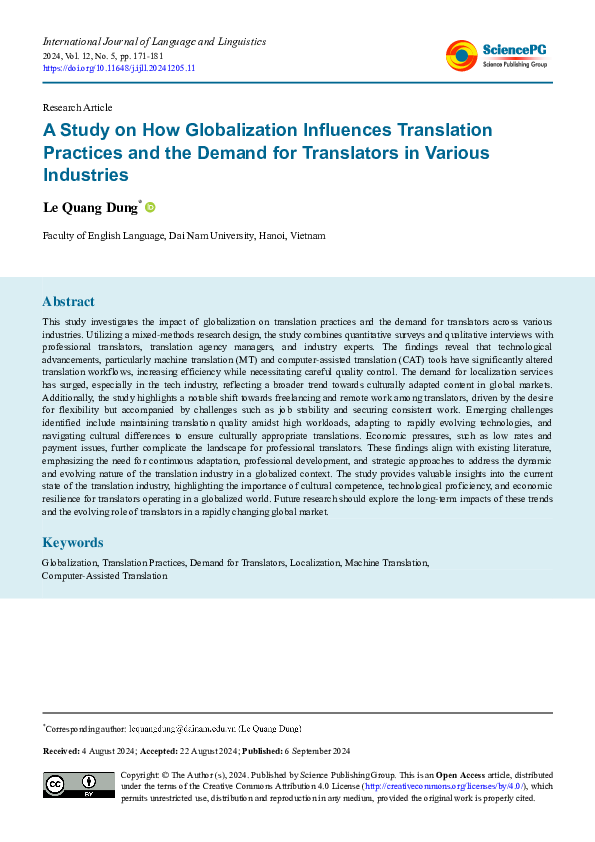 (PDF) A Study on How Globalization Influences Translation Practices and ...