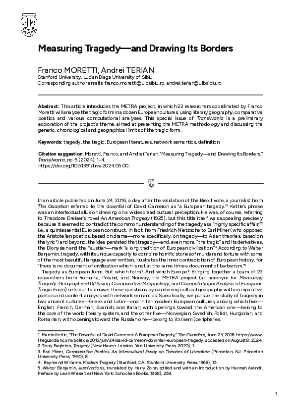 (PDF) Measuring Tragedy—and Drawing Its Borders