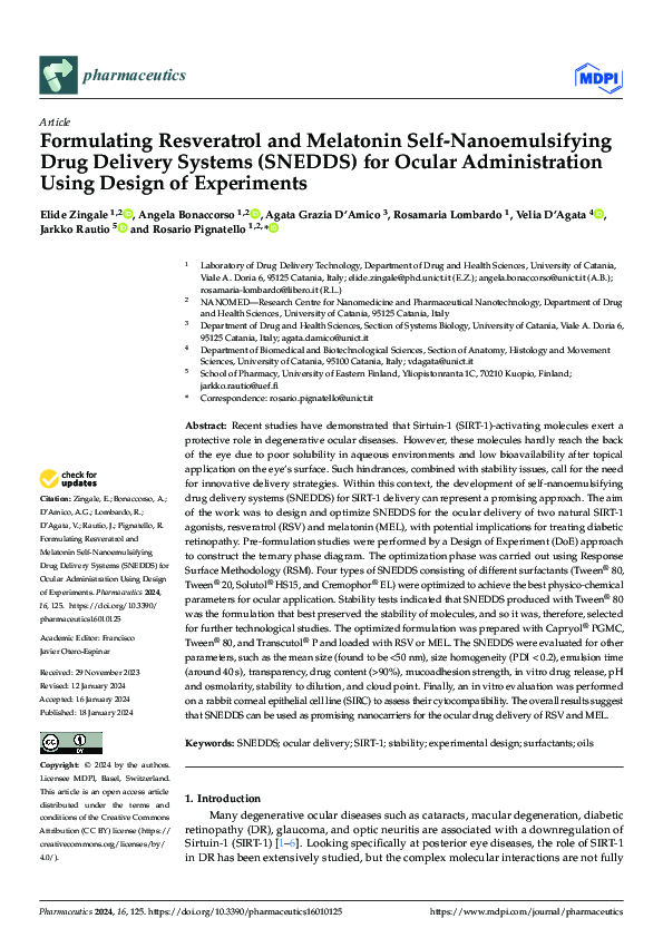 (PDF) Formulating Resveratrol and Melatonin Self-Nanoemulsifying Drug ...