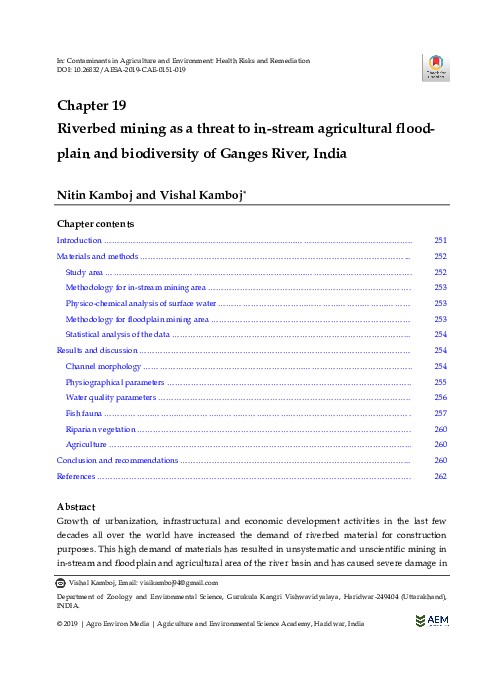 (PDF) Riverbed mining as a threat to in-stream agricultural floodplain ...