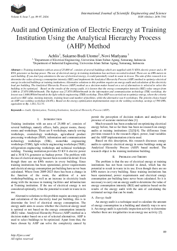 (PDF) Audit and Optimization of Electric Energy at Training Institution ...