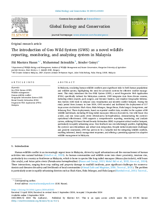 (PDF) The introduction of Geo Wild System (GWS) as a novel wildlife ...