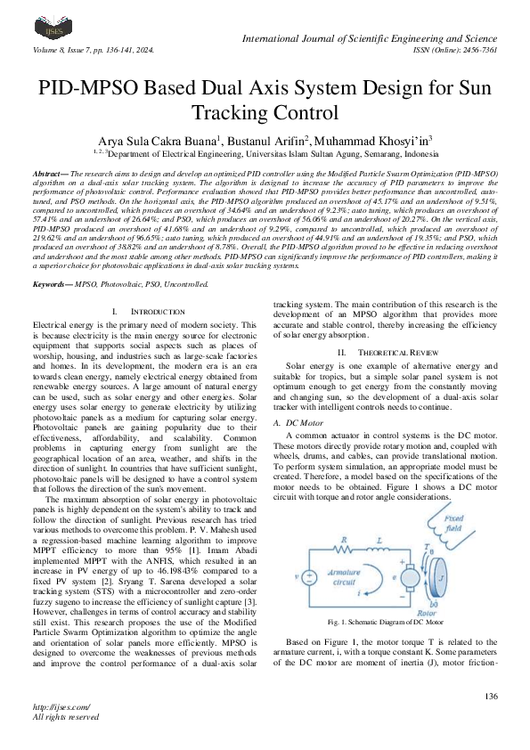(PDF) PID-MPSO Based Dual Axis System Design for Sun Tracking Control