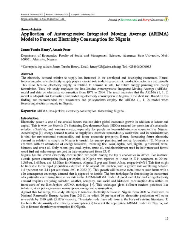 (PDF) Application+of+Autoregressive+Integrated+Moving+Average+(ARIMA)+Model+to+Forecast ...