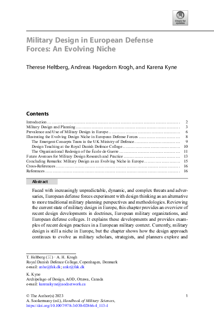 (PDF) Military Design in European Defense Forces: An Evolving Niche