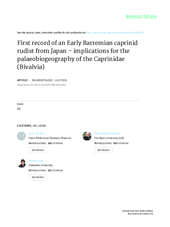 (PDF) First record of an Early Barremian caprinid rudist from Japan ...