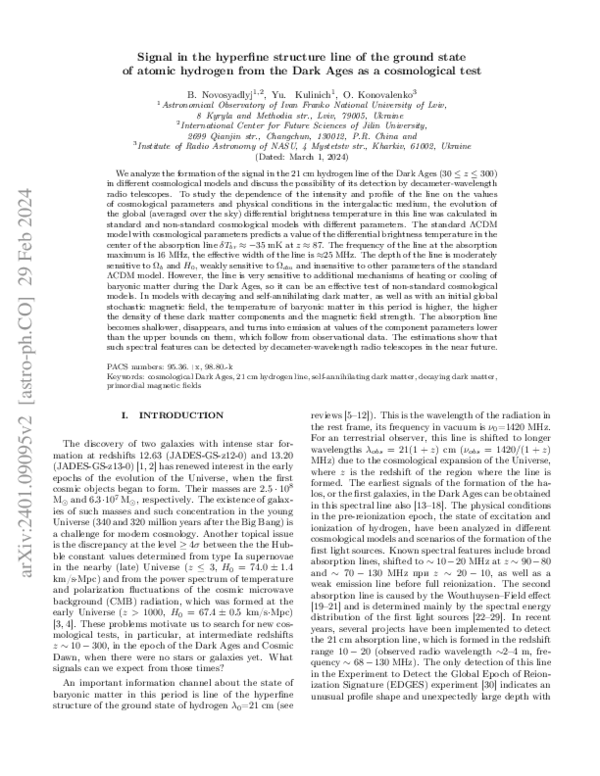 (PDF) Signal in the Hyperfine Structure Line of the Ground State of ...