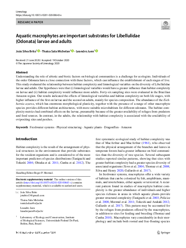 (PDF) Aquatic macrophytes are important substrates for Libellulidae ...
