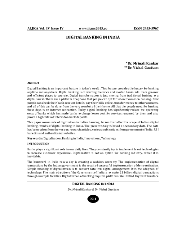 (PDF) DIGITAL BANKING IN INDIA