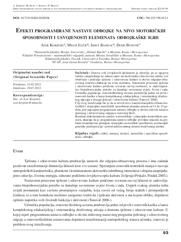 (PDF) Efekti programirane nastave odbojke na nivo motoričkih ...