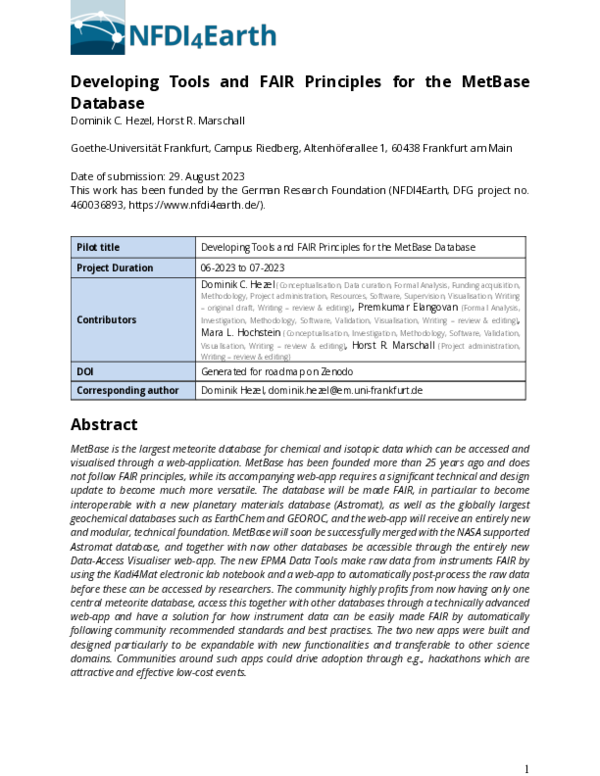 (PDF) Developing Tools and FAIR Principles for the MetBase Database