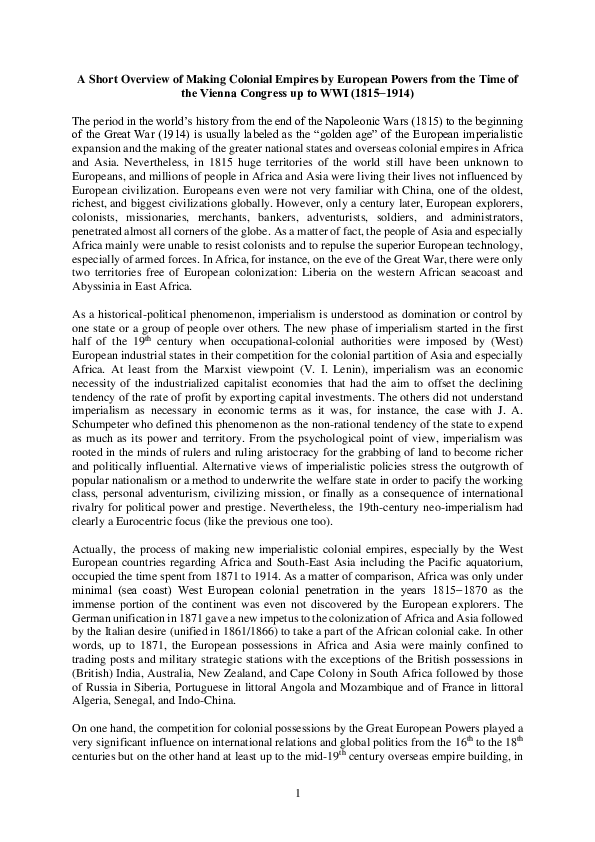 (PDF) A Short Overview of Making Colonial Empires by European Powers ...