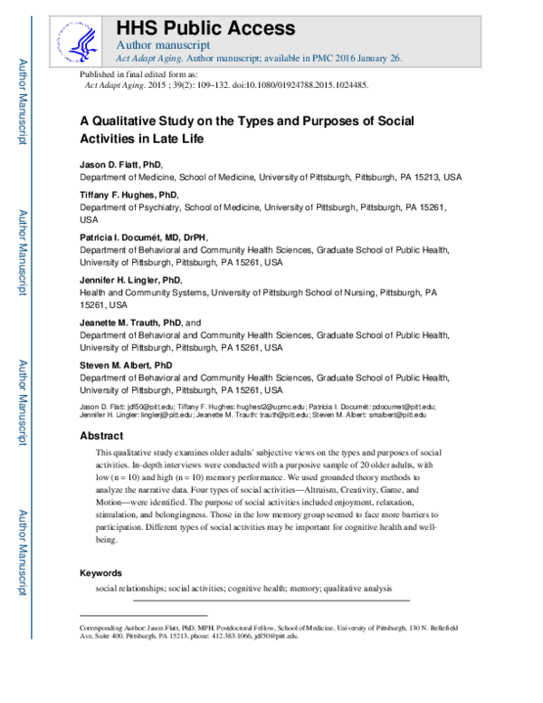 (PDF) A Qualitative Study on the Types and Purposes of Social ...