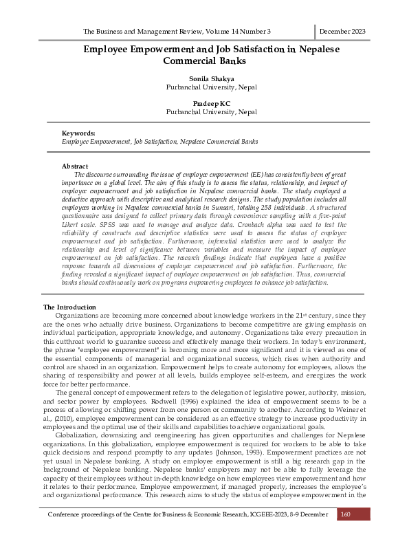 (PDF) Employee Empowerment and Job Satisfaction in Nepalese Commercial ...