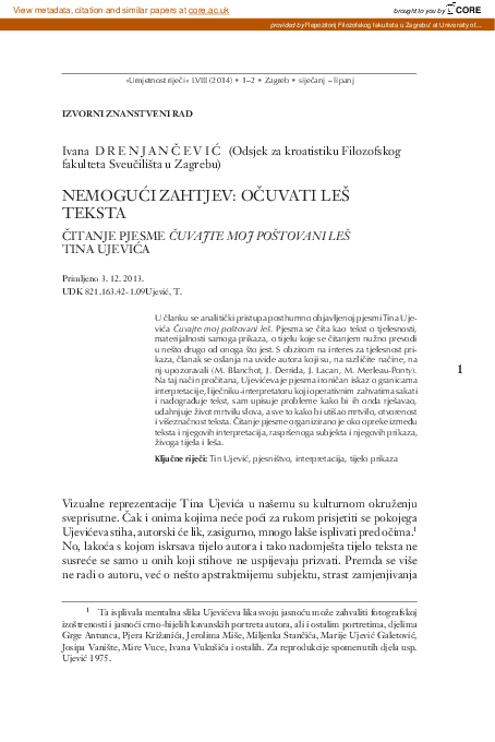 (PDF) An impossible claim: keeping a textual corpse intact. A reading ...