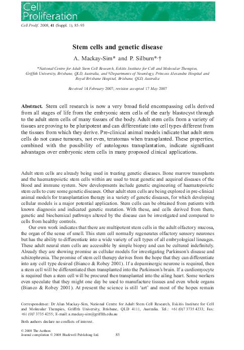 (PDF) Stem cells and genetic disease | Peter Silburn - Academia.edu