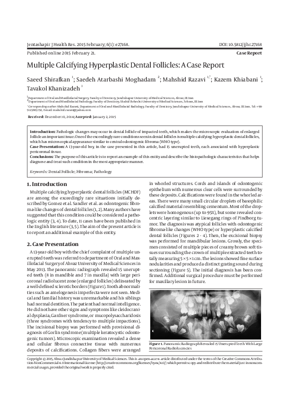 (PDF) Multiple Calcifying Hyperplastic Dental Follicles: A Case Report