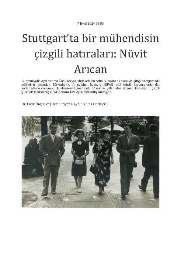(PDF) Stuttgart’ta bir mühendisin çizgili hatıraları: Nüvit Arıcan
