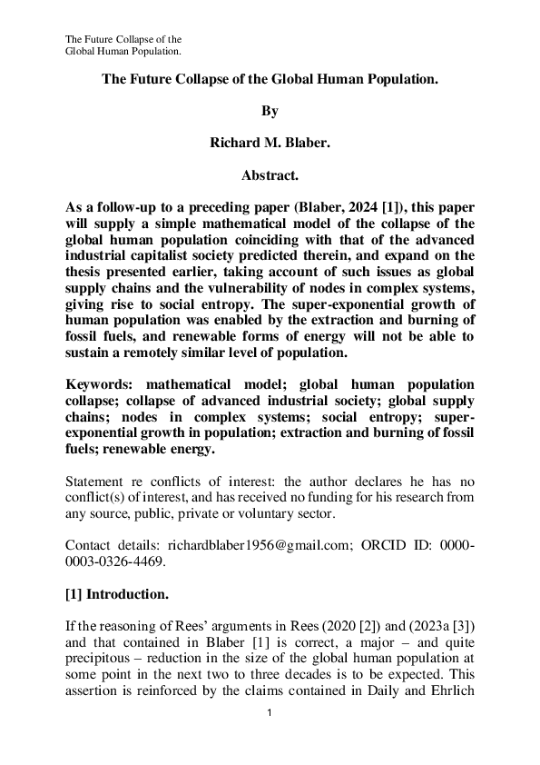 (PDF) The Future Collapse of the Global Human Population