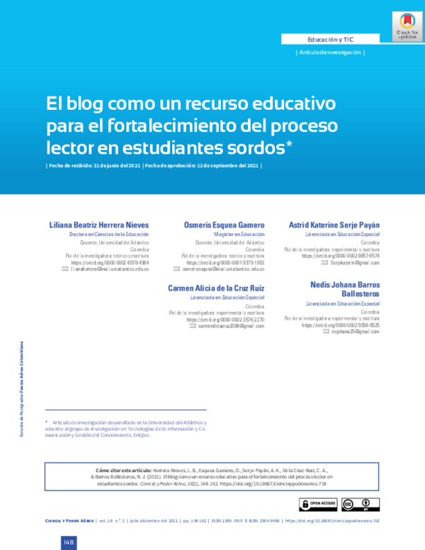 (PDF) El blog como un recurso educativo para el fortalecimiento del proceso lector en ...