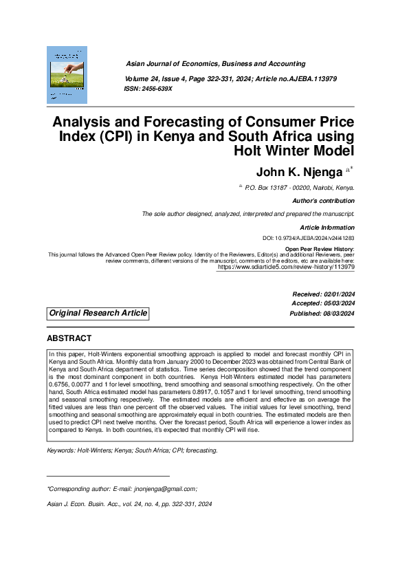 (PDF) Analysis and Forecasting of Consumer Price Index (CPI) in Kenya ...
