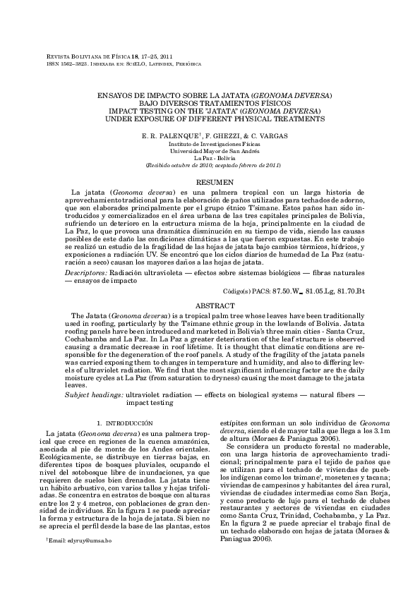 (PDF) Ensayos de impacto sobre la jatata (Geonoma deversa) bajo ...